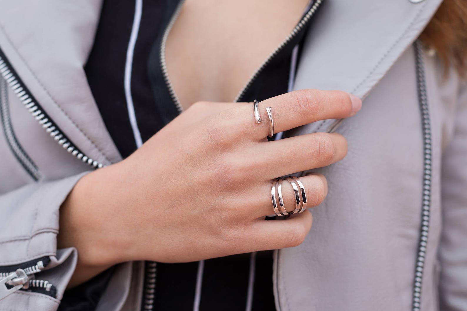 Wide Ring Double Ring Double Band Ring Silver Rings Dainty | Etsy