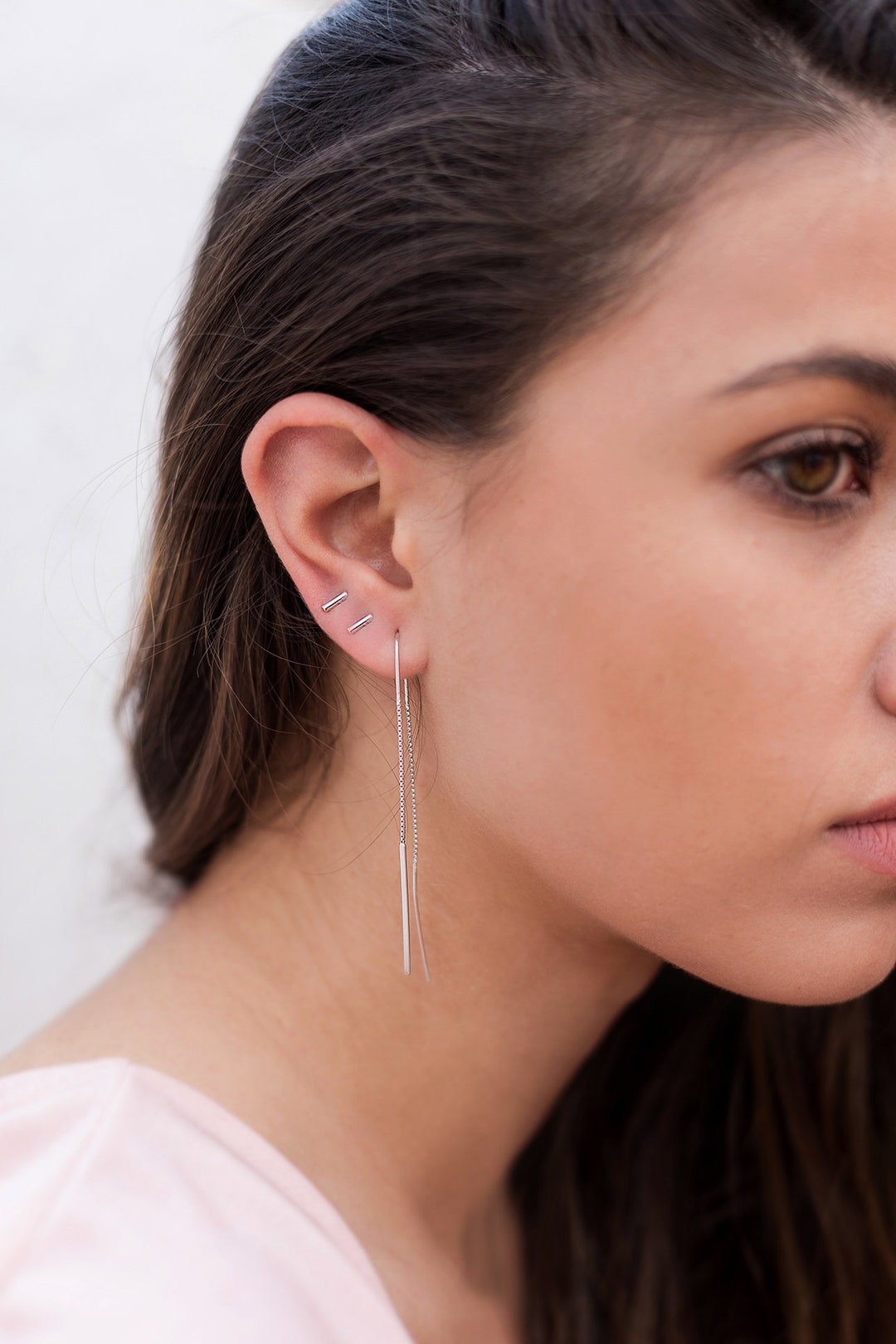 Threader Earrings, Chain Earrings, Bar Earrings, Long Earrings, Big ...