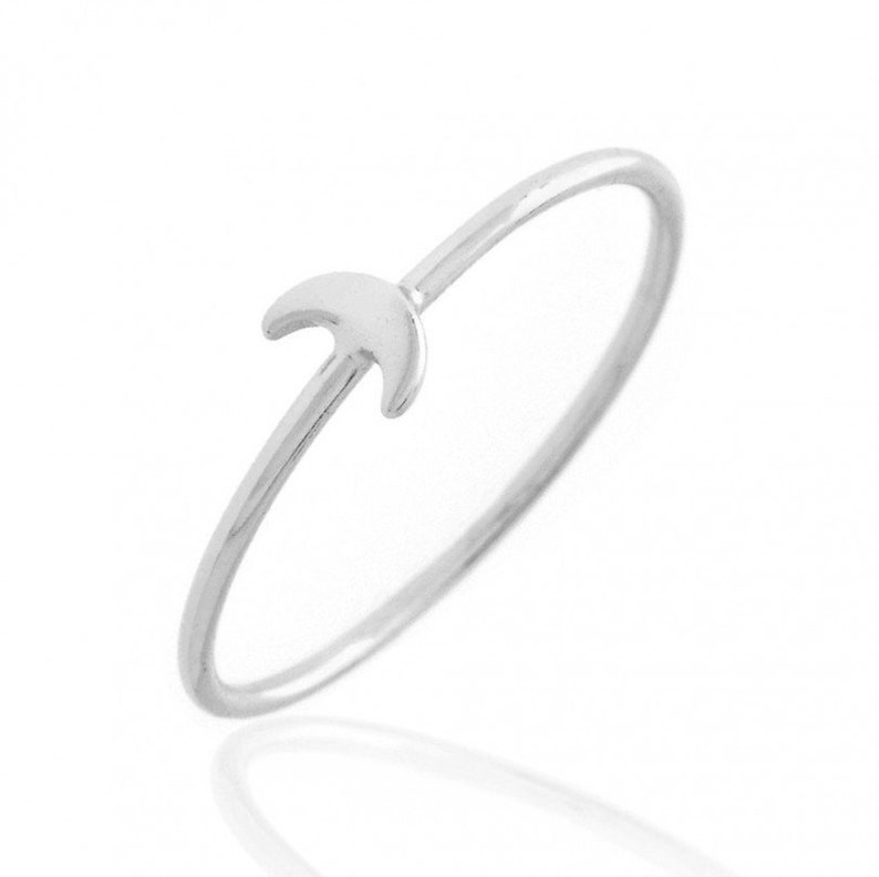 Tiny Moon-shaped Silver Stacking Ring | Etsy