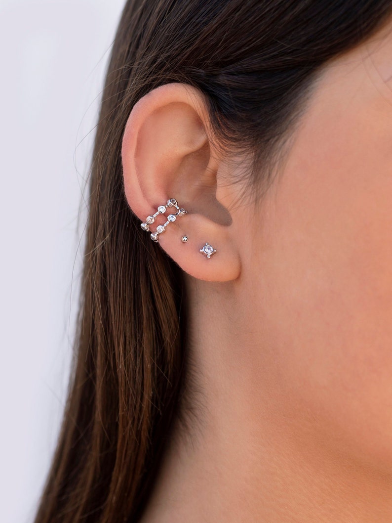 Double-banded conch ear cuff earrings with zirconia | Etsy