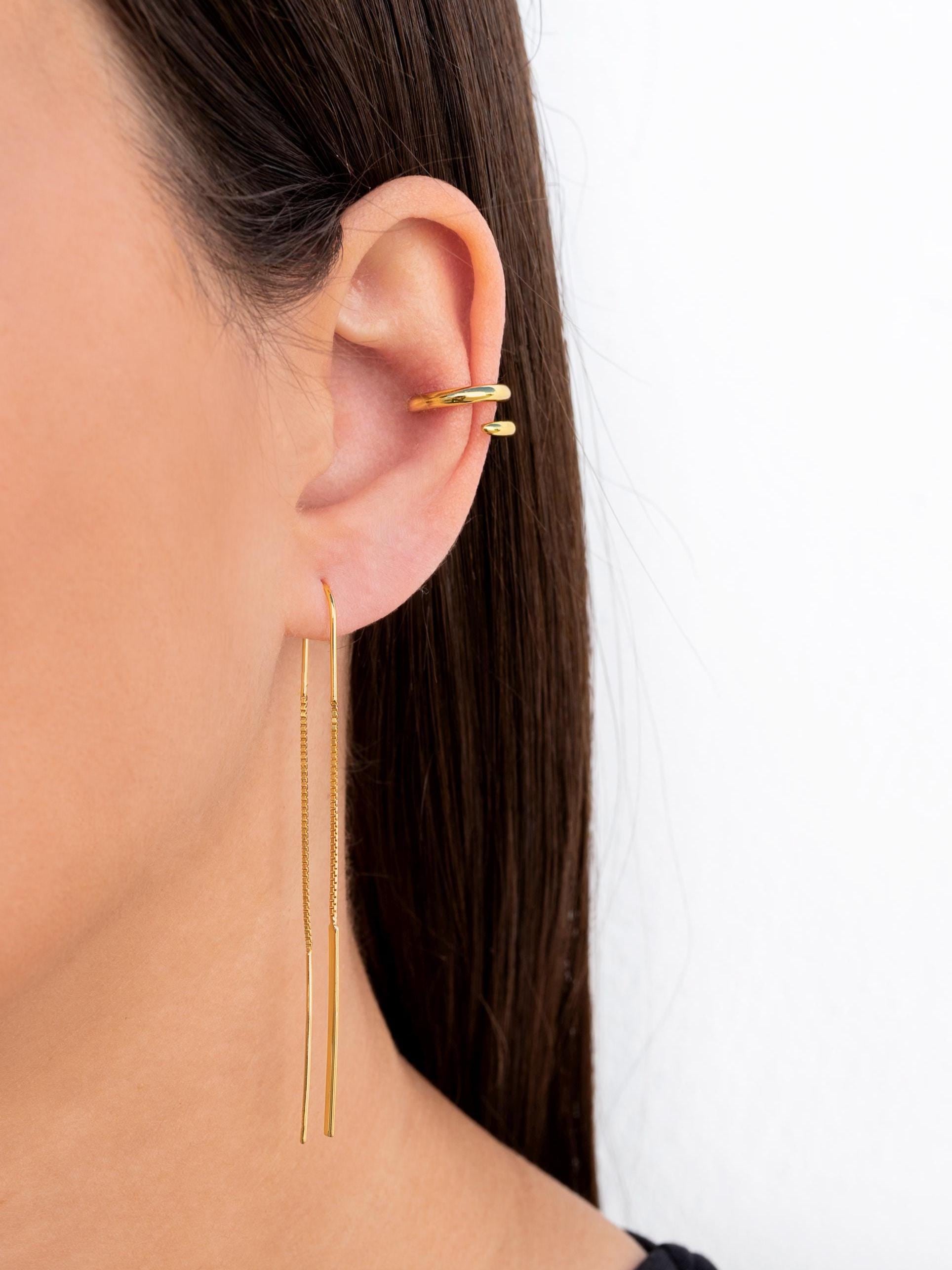Threader Earrings, Chain Earrings, Bar Earrings, Long Earrings, Big ...