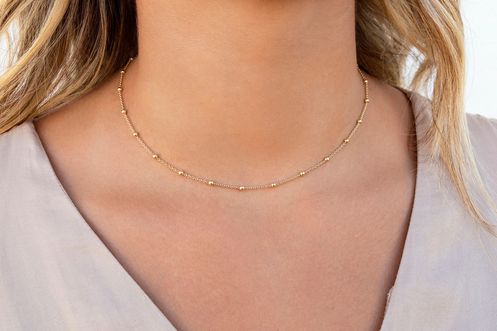 Dainty Ball Charms Chain Choker Necklace - Etsy