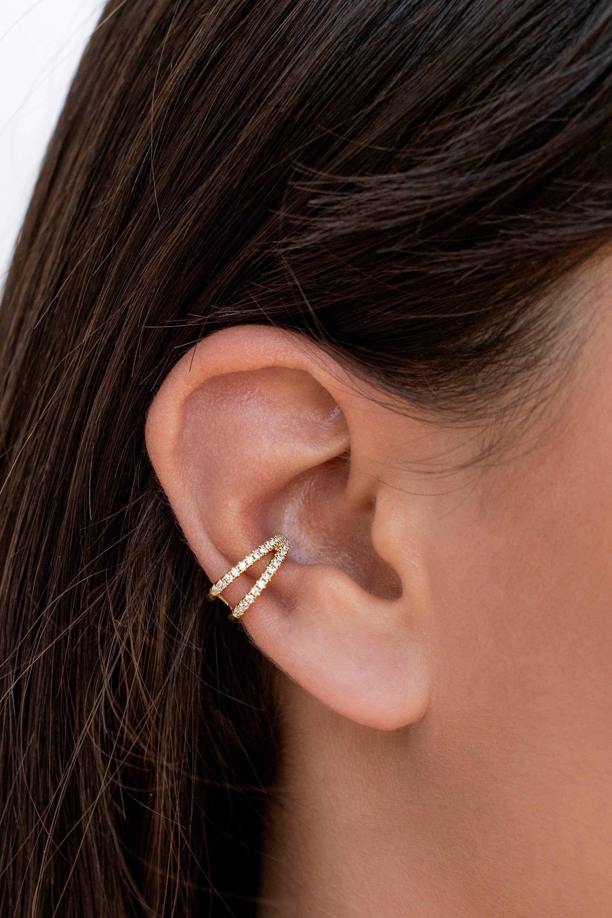 Dainty CZ Double Band Hinged Conch Ear Cuff Earrings - Etsy