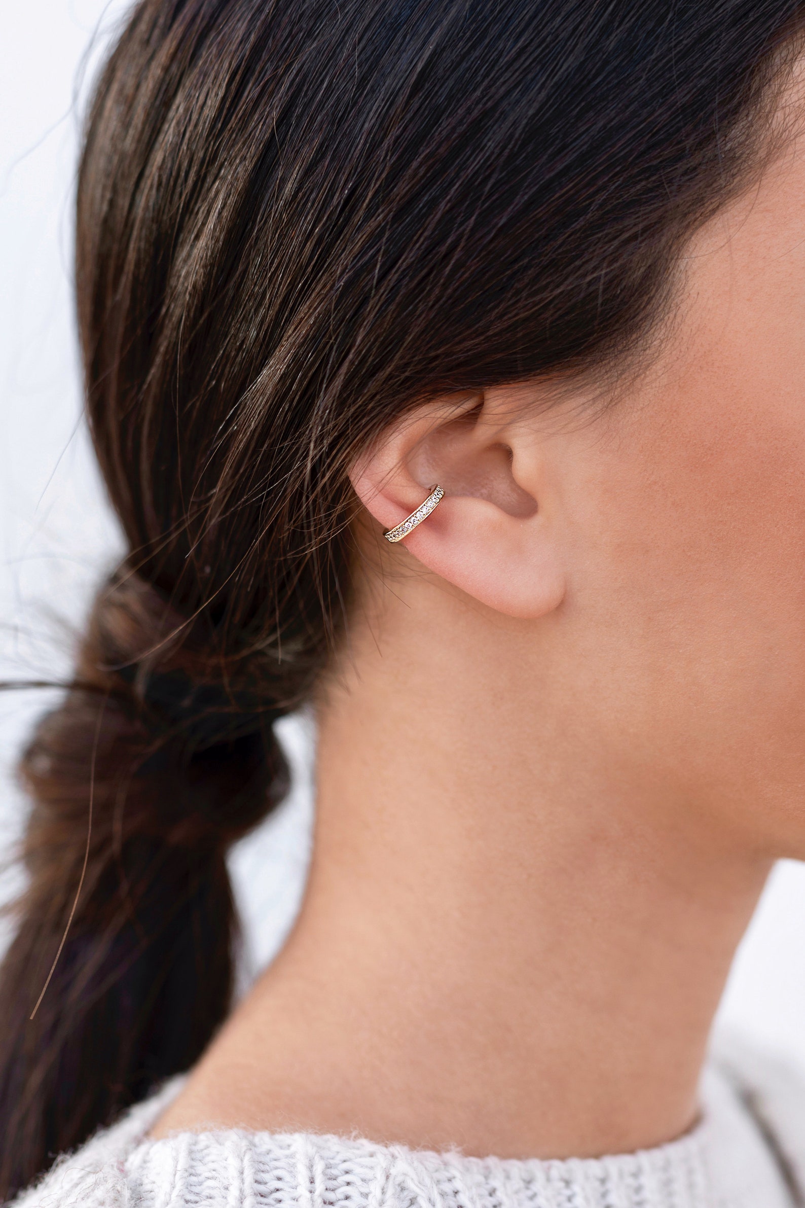 Dainty & Minimalist CZ Conch Ear Cuff Earrings | Etsy