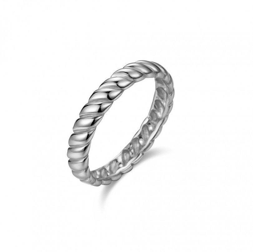 Minimalist Cabled Silver Band Ring - Etsy