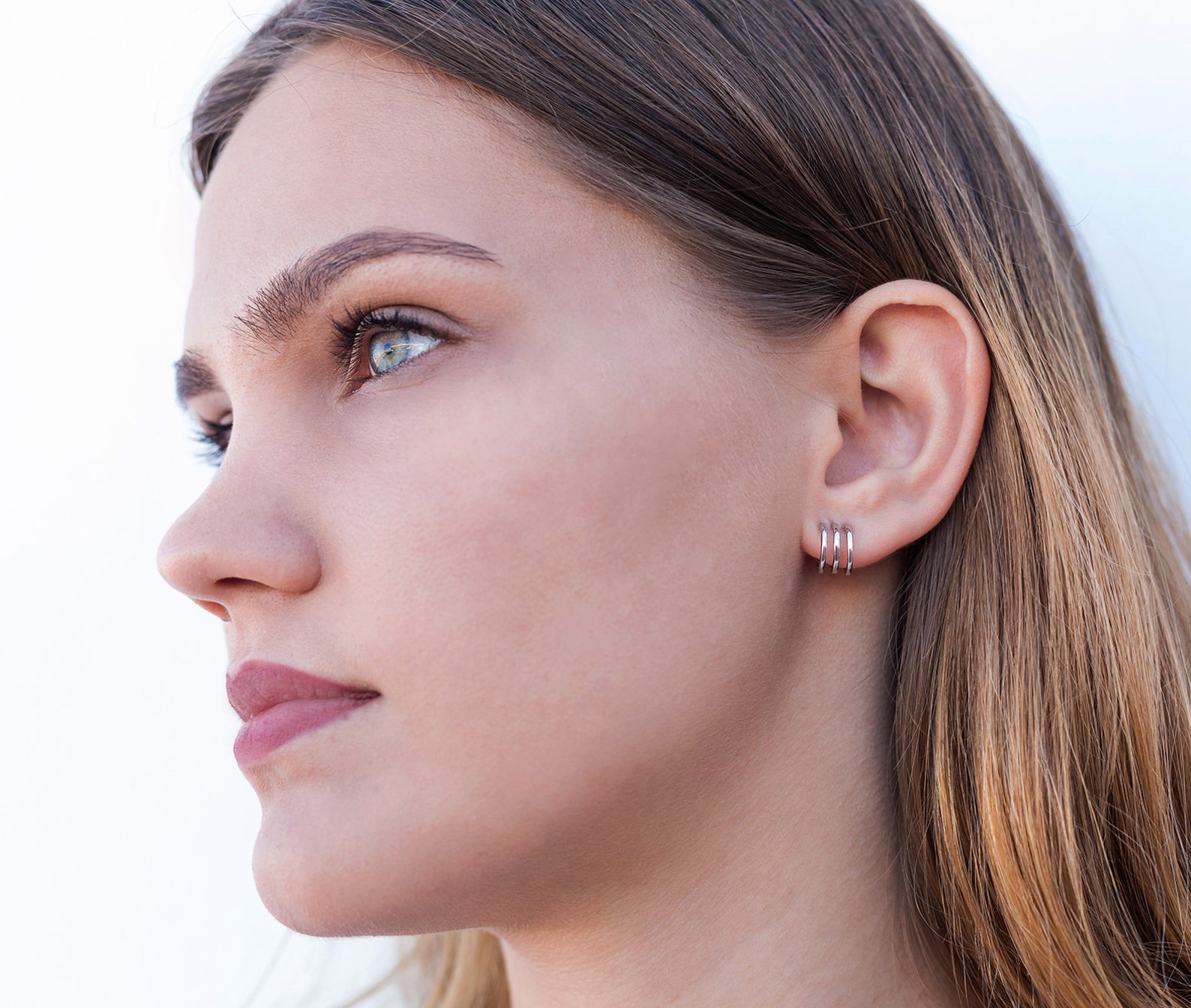 Dainty Triple Band Huggie Hoop Earrings - Etsy