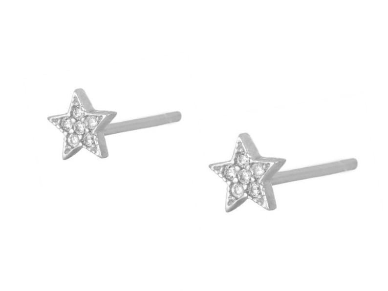 Dainty Pave CZ Star Shaped Stud Earrings - Etsy UK