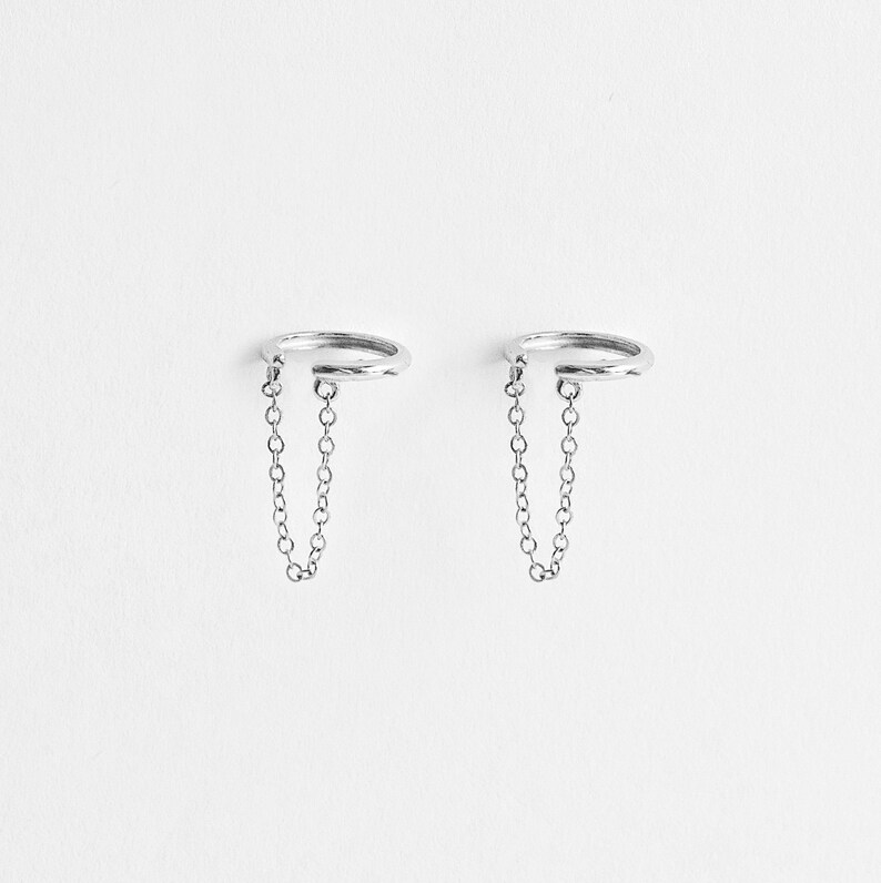 Dainty & Minimalist Dangling Chain Conch Ear Cuff Earrings - Etsy