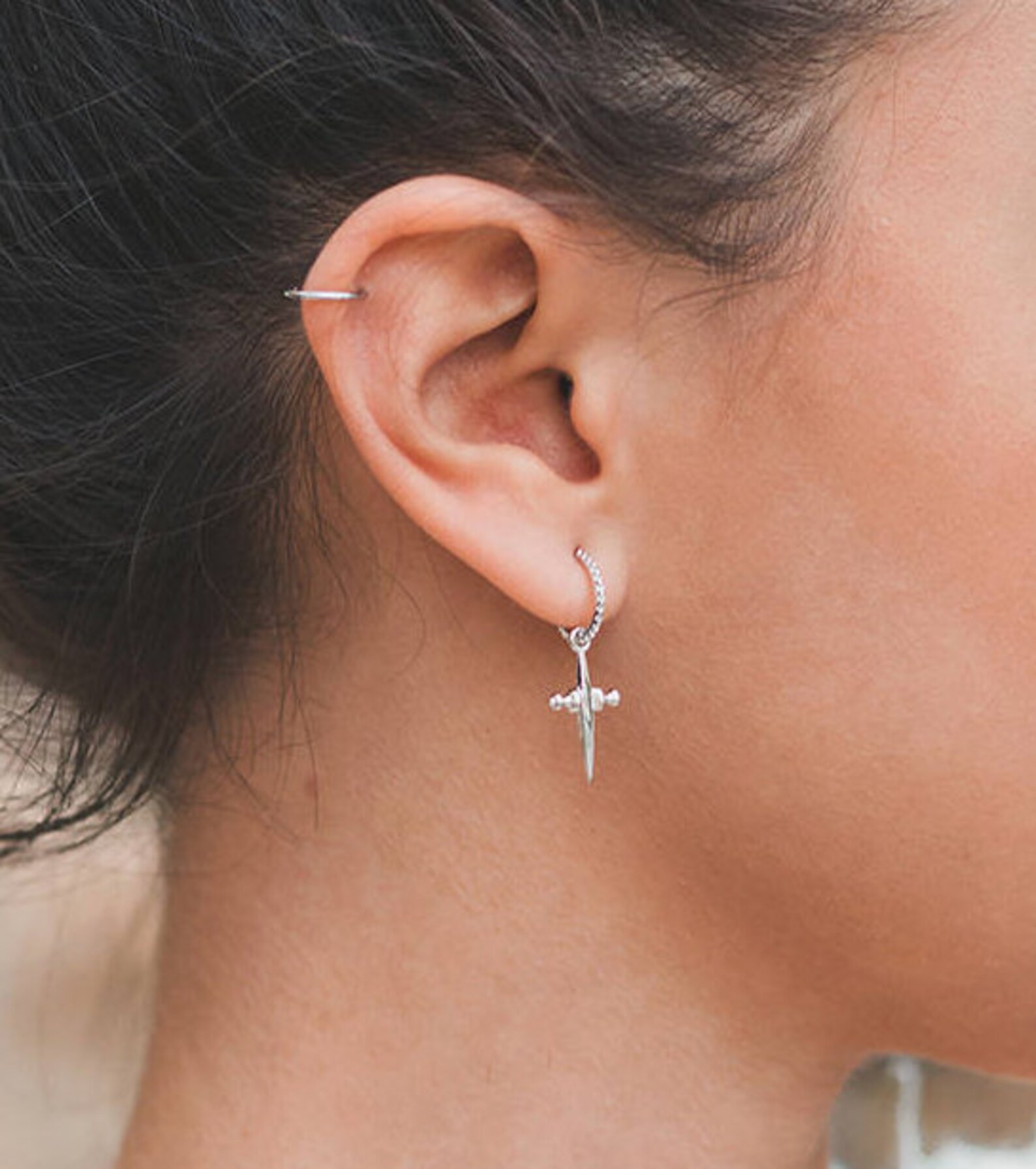 Bohemian Cross Pendant Huggie Hoop Earrings - Etsy