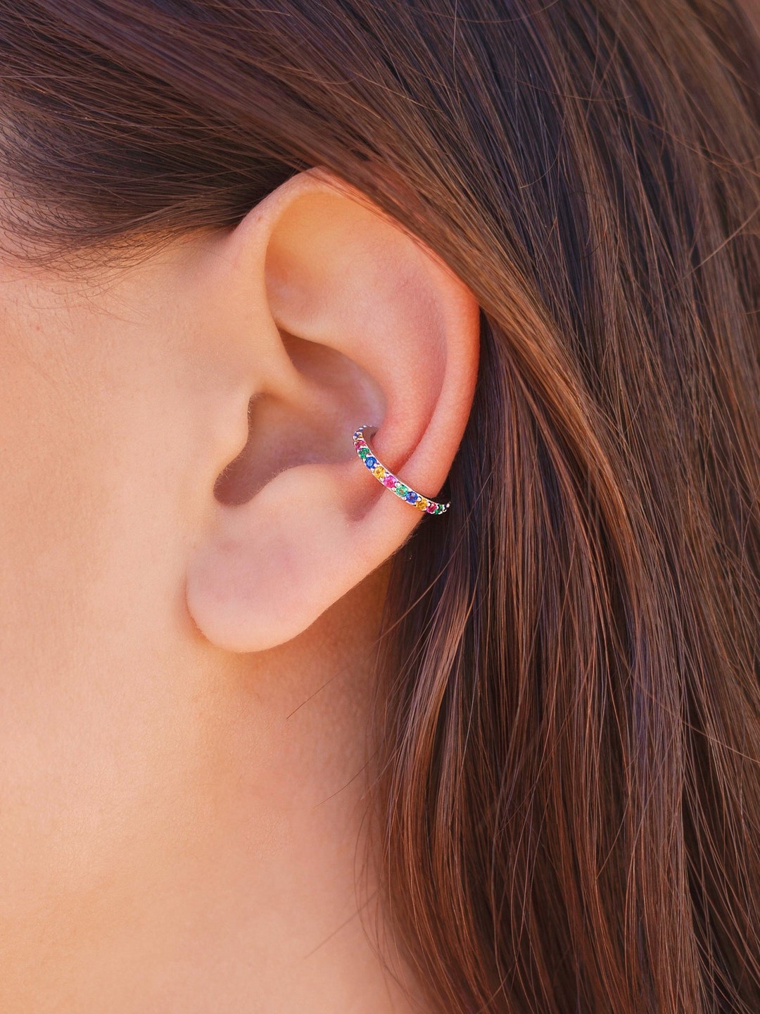 Rainbow Cz Conch Ear Cuff Earrings - Etsy