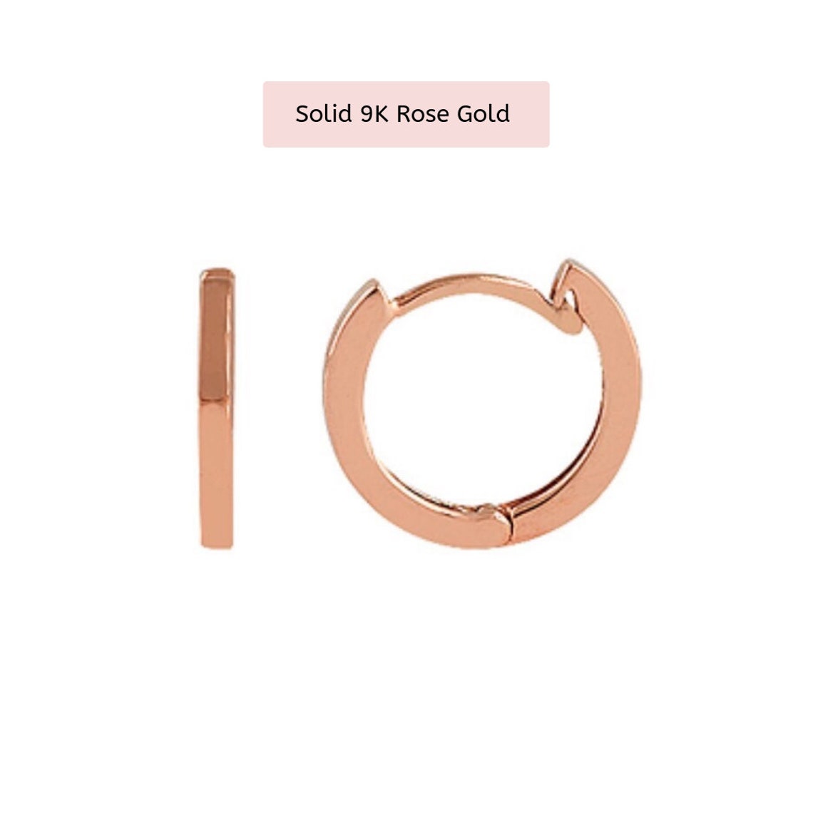 9K Solid Gold Huggie Hoops Gold Rose Gold or White Gold | Etsy