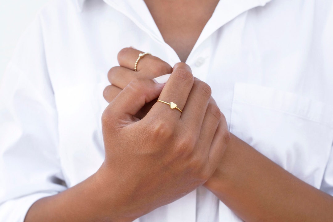 Heart Ring, Thin Heart Ring, Minimalist Rings, Tiny Rings, Silver Rings ...