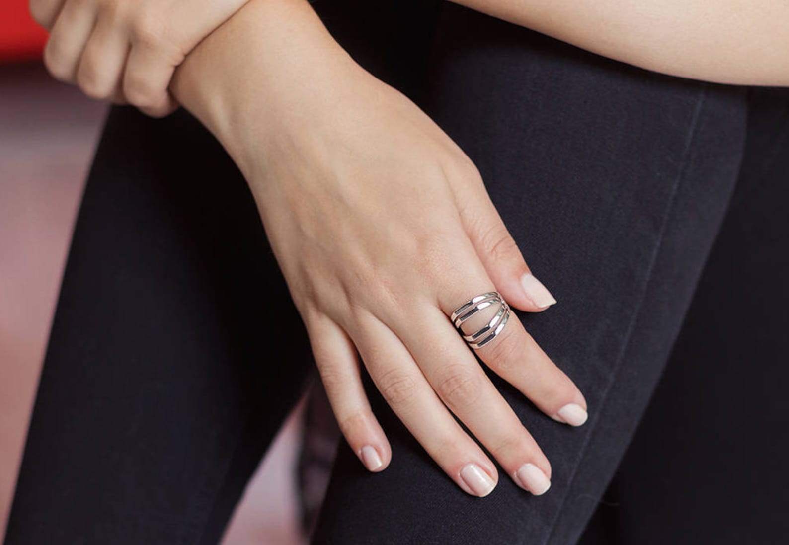 Wide Ring Double Ring Double Band Ring Silver Rings Dainty | Etsy