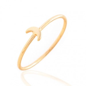 Tiny Moon-shaped Silver Stacking Ring - Etsy