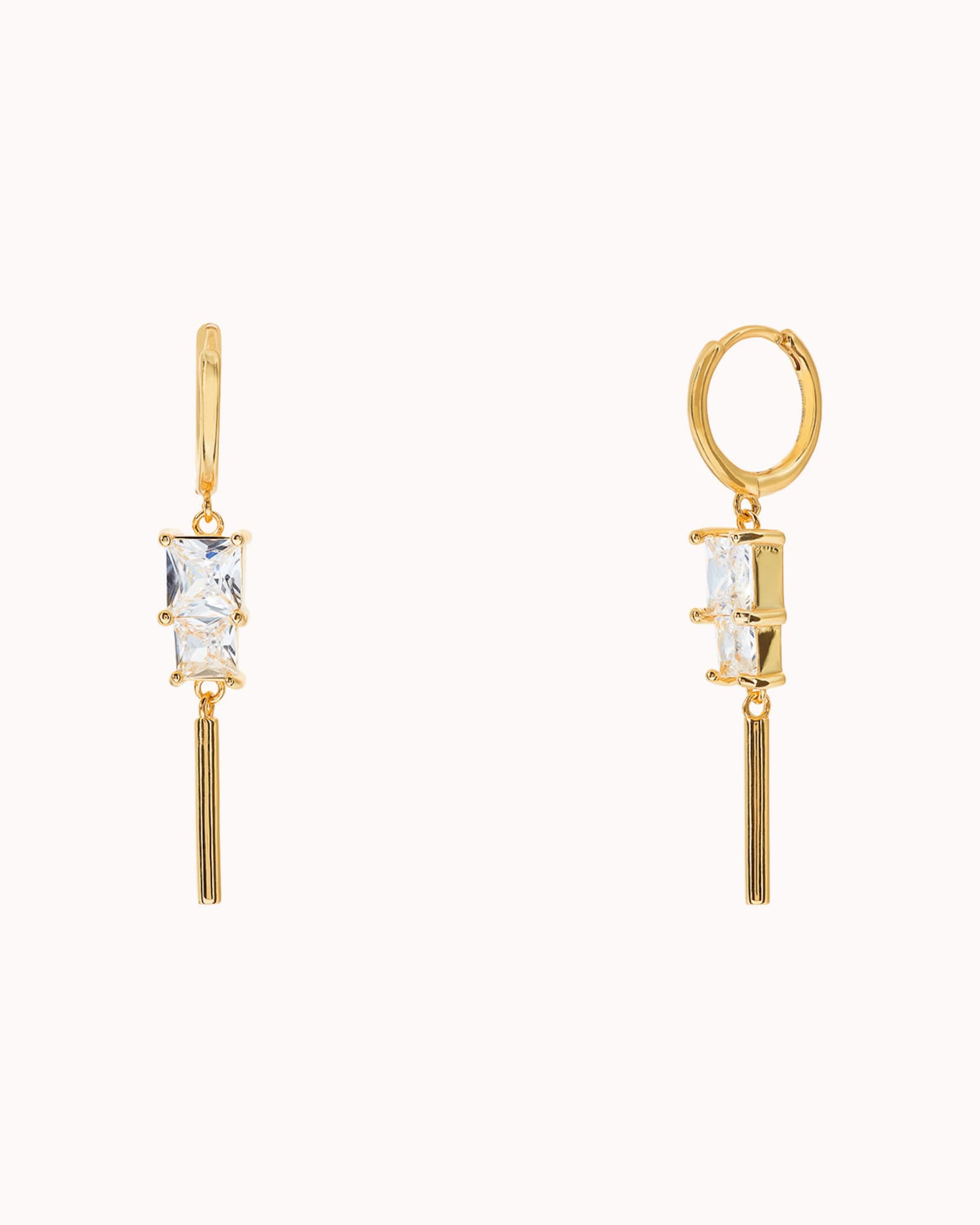 Dainty Dangling Princess CZ & Bar Charm Huggie Hoop Earrings ...
