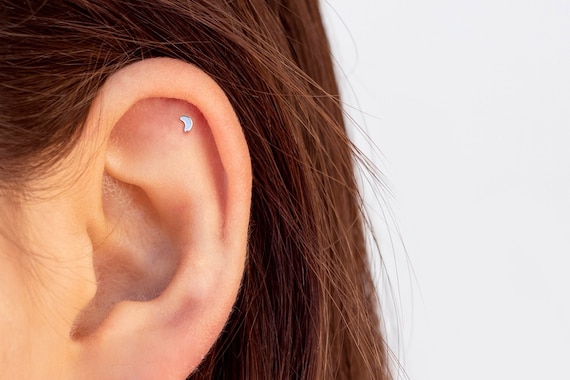 Tiny Moon-shaped Silver Stud Earrings - Etsy