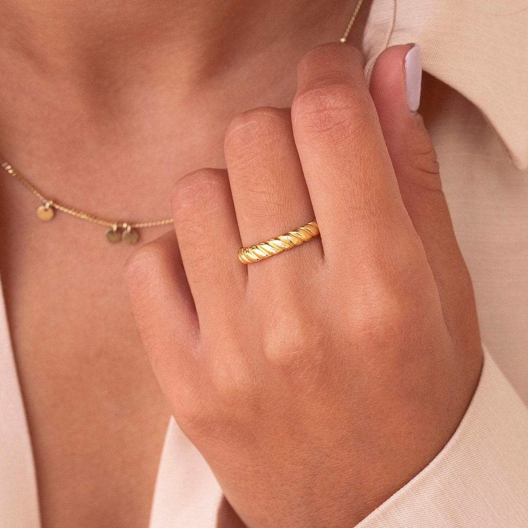 Minimalist Cabled Silver Band Ring - Etsy