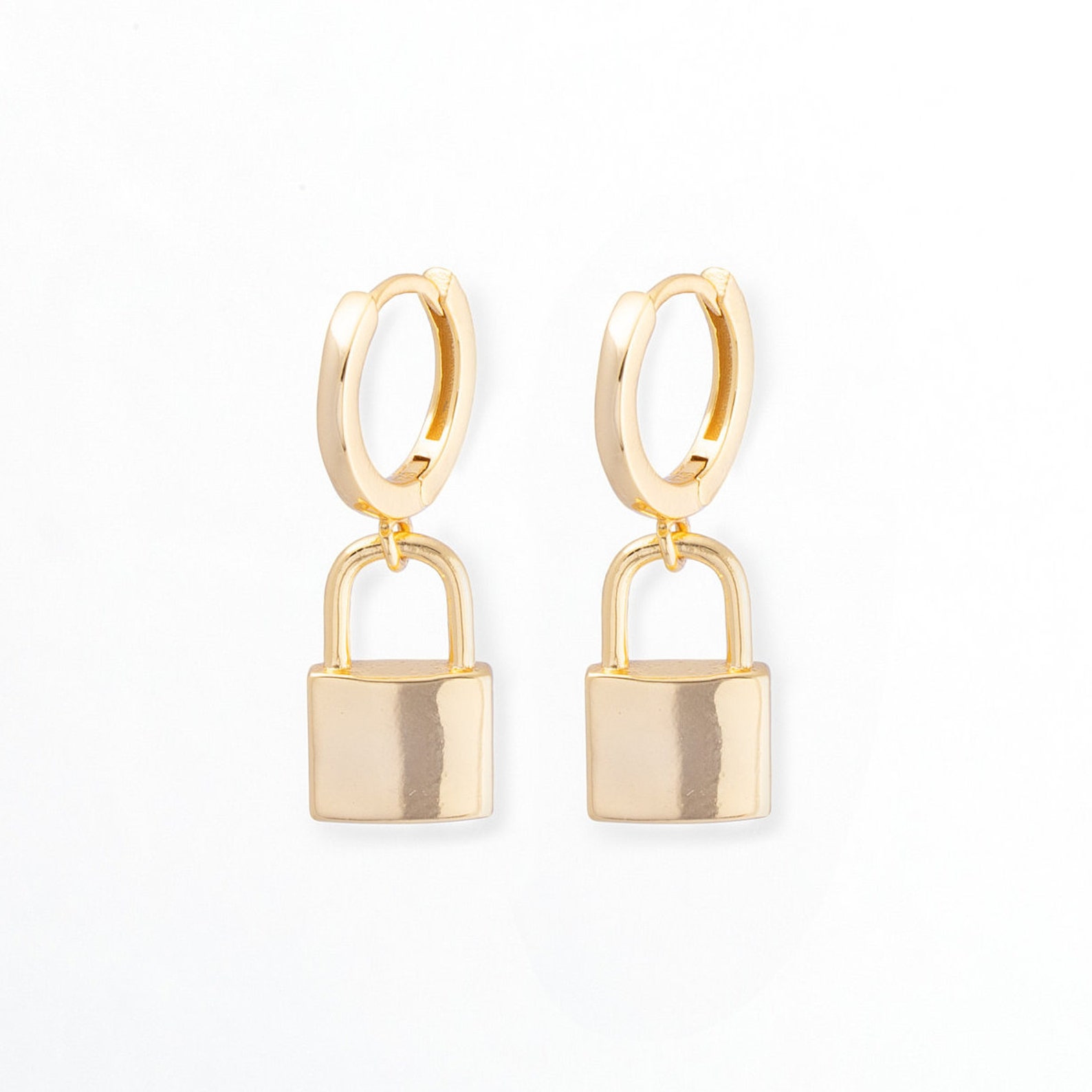 Padlock Charm Huggie Hoop Earrings Love Lock - Etsy