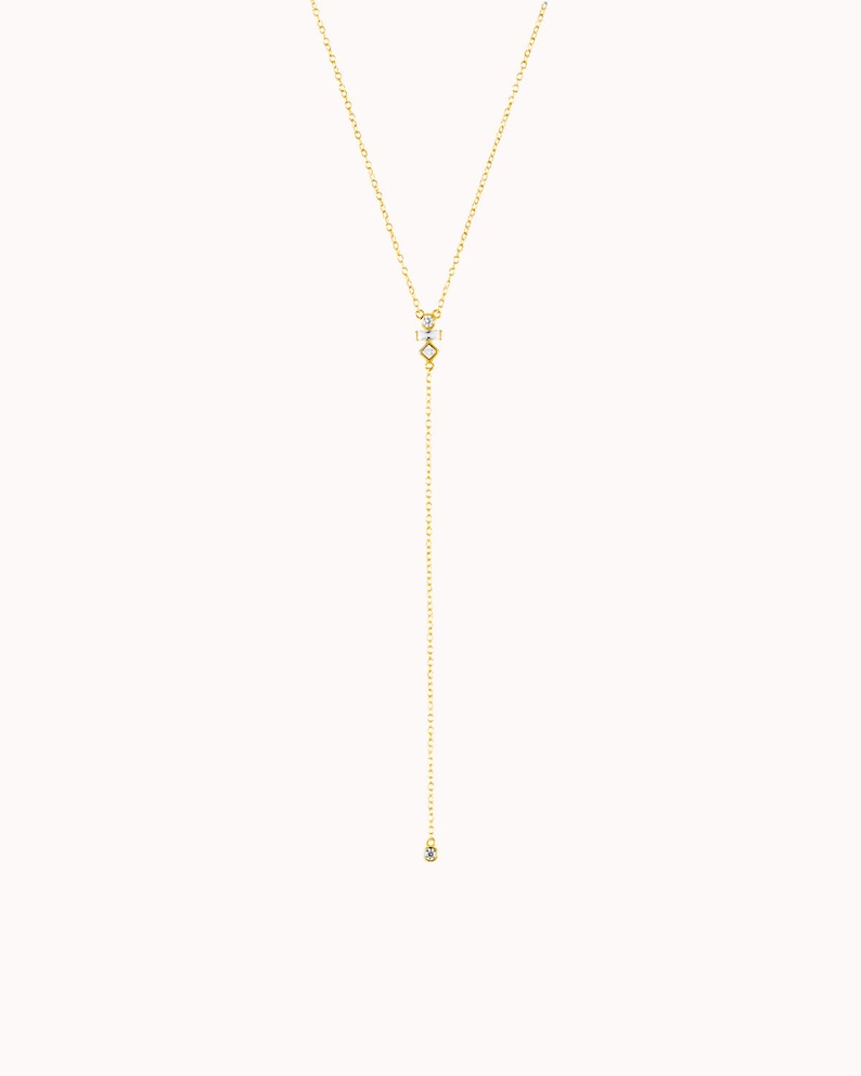 Long Necklace, Y Necklace, Zircon Pendant, Silver Necklaces, Dainty ...