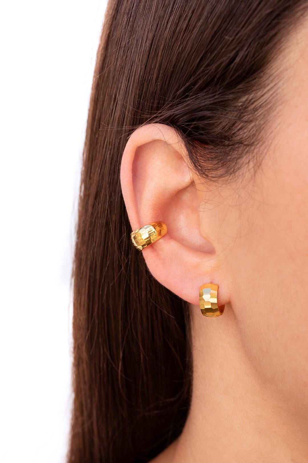 Chunky Disco Ball Hammered Round Huggie Hoop Earrings - Etsy