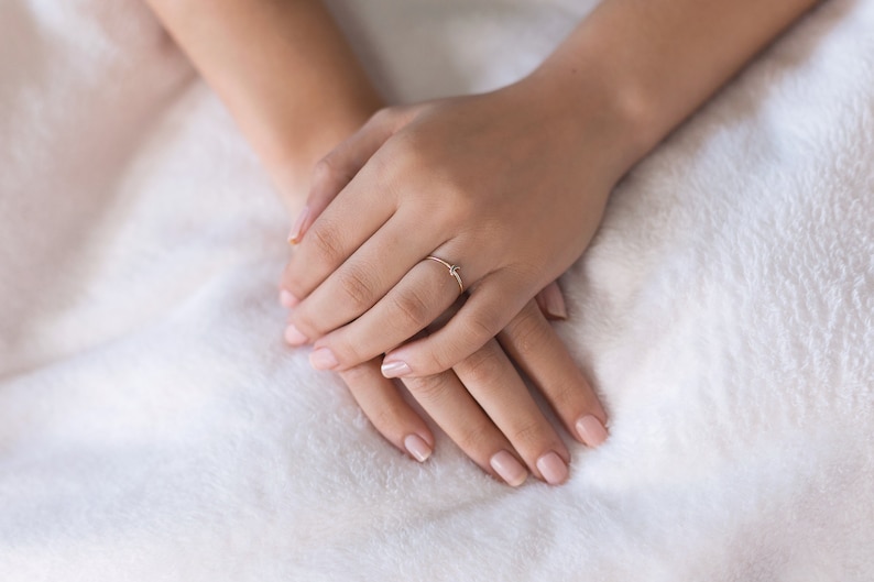 Tiny Moon-shaped Silver Stacking Ring - Etsy