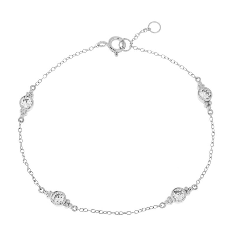 Dainty & Minimalist Bezel CZ With Tiny Ball Clusters Bracelet - Etsy