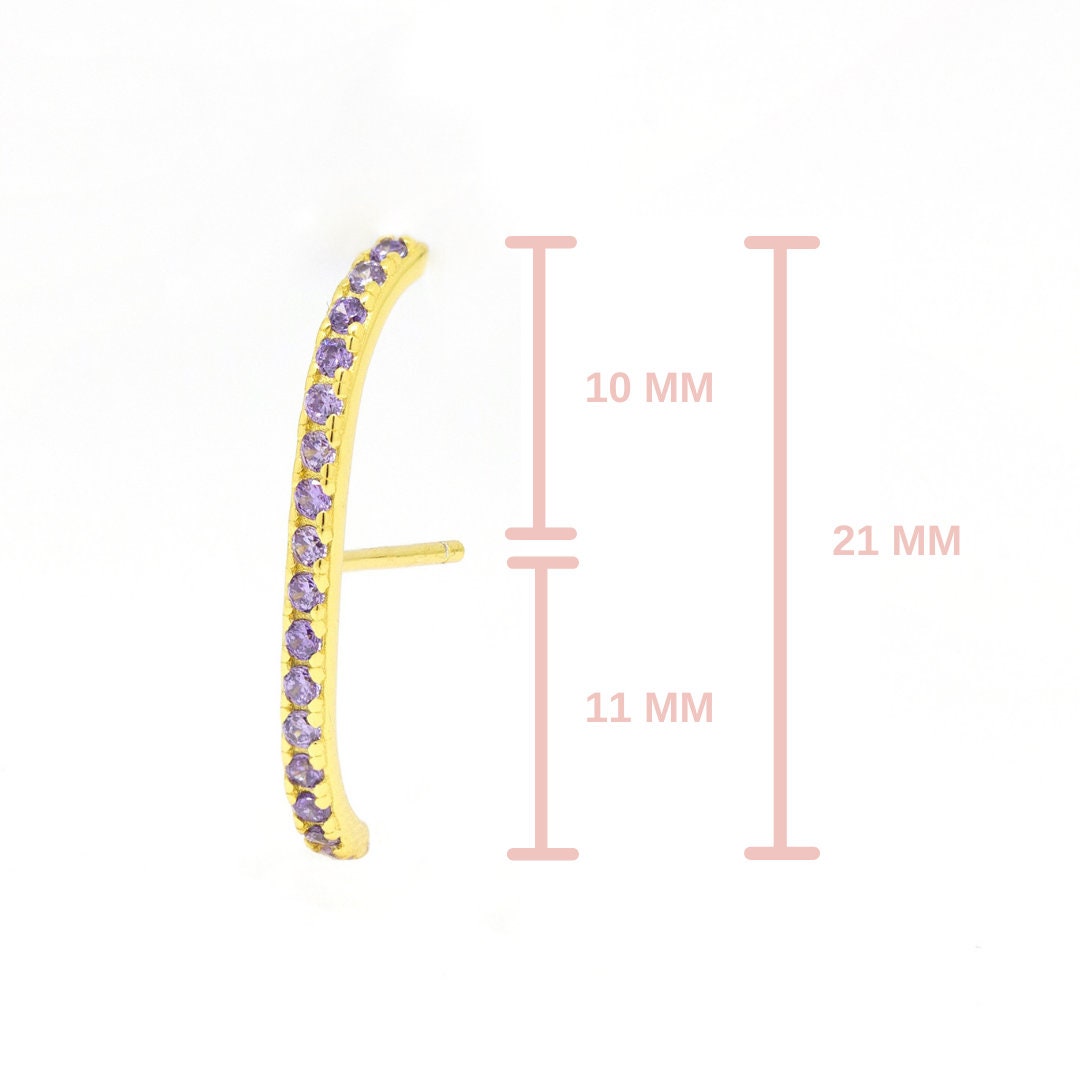 Minimalist Purple CZ Ear Lobe Cuff Stud Earrings | Etsy