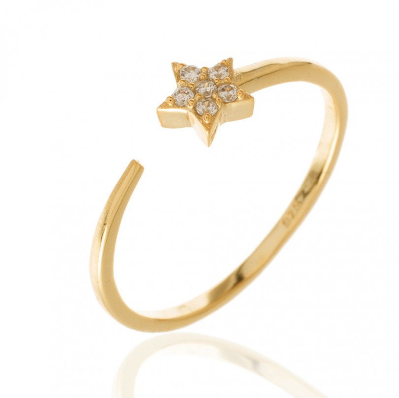 Dainty CZ Shooting Star Open Ring - Etsy