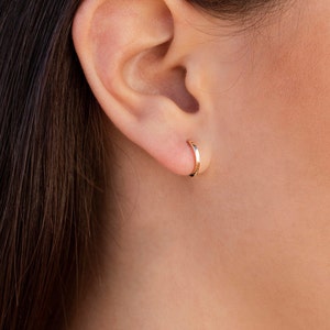 9K Solid Gold Huggie Hoops - Gold, Rose Gold or White Gold - Etsy