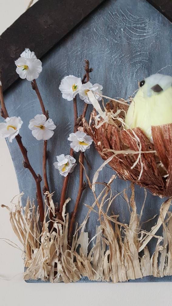 Bird Nest Plaque Hanging Bird House Spring Hanging Decor - Etsy