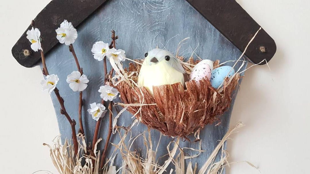 Bird Nest Plaque Hanging Bird House Spring Hanging Decor - Etsy
