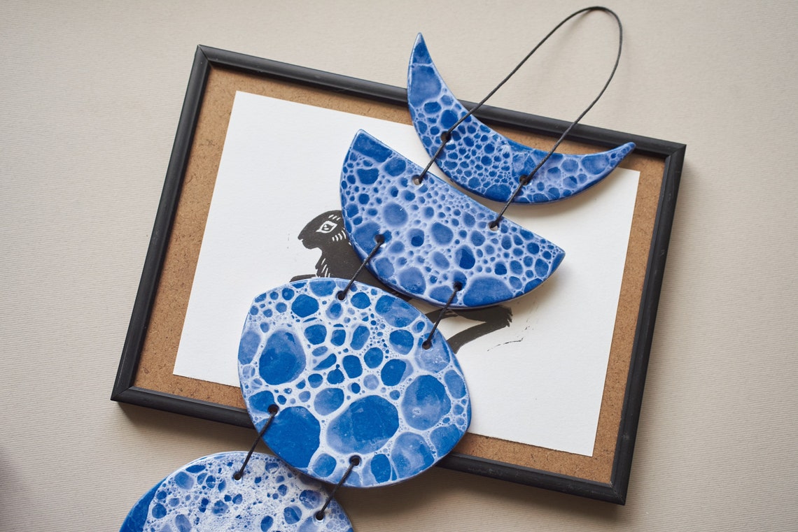 Moon Phases Wall Hanging Ceramic Wall Art Moon Garland - Etsy