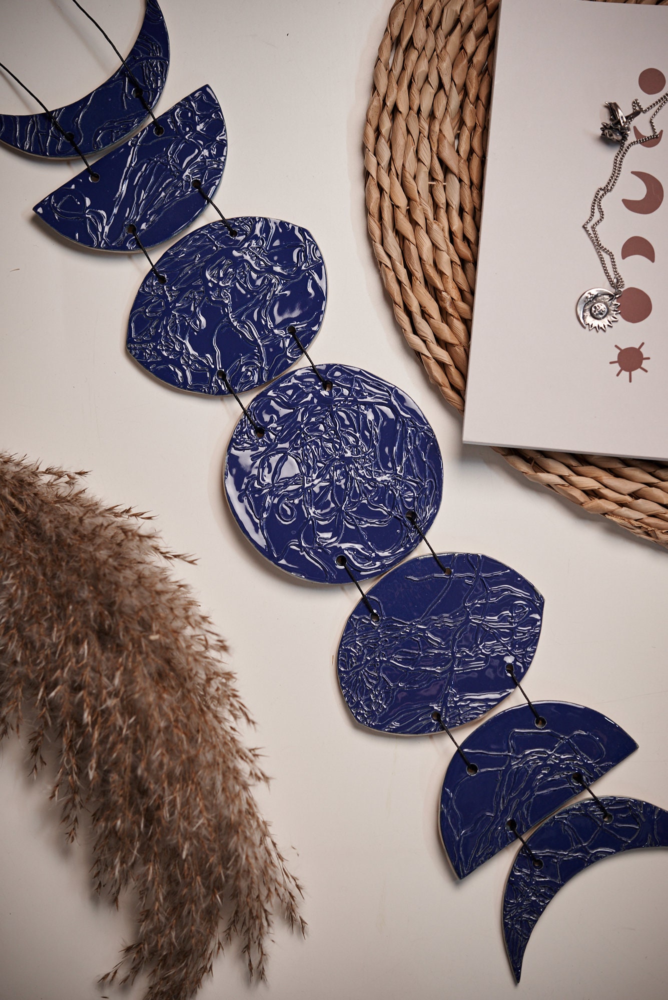 Ceramic Moon Wall Hanging Moon Phases Art Astrology Moon Garland Galaxy ...