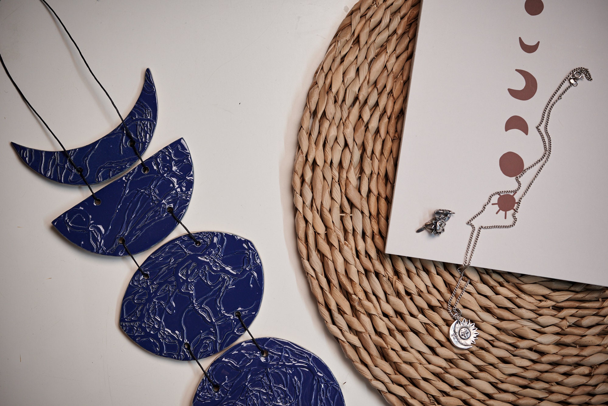 Ceramic Moon Wall Hanging Moon Phases Art Astrology Moon Garland Galaxy ...