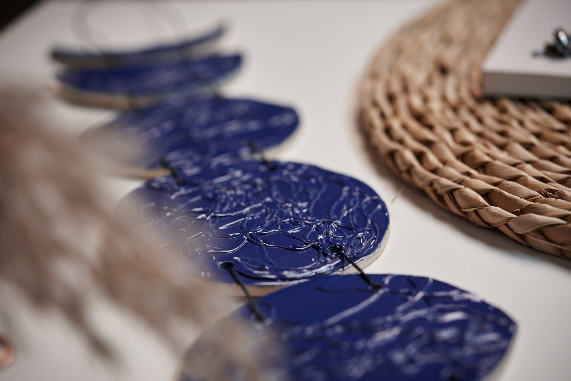 Ceramic Moon Wall Hanging Moon Phases Art Astrology Moon Garland Galaxy ...