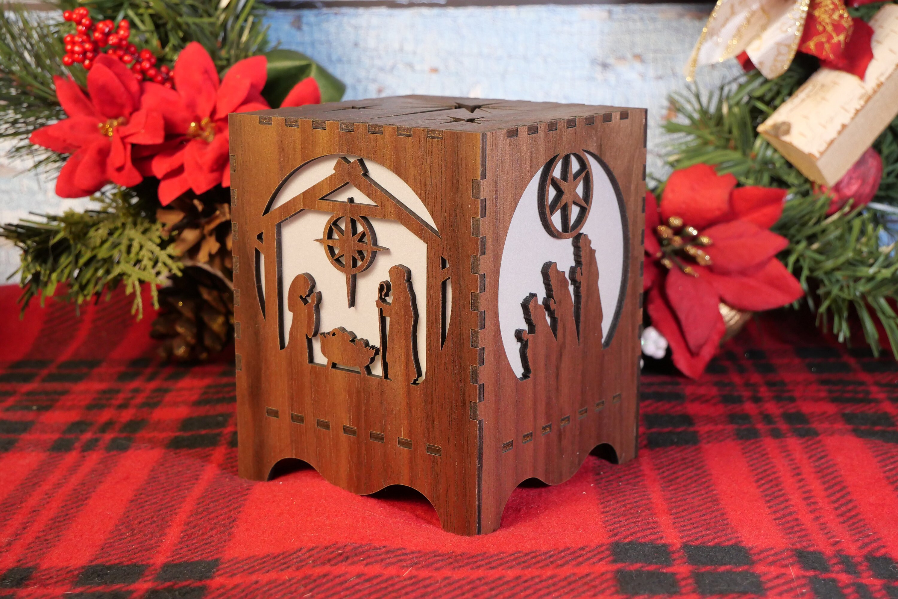 Christmas Nativity Lantern Laser Cut Wooden Tea Light - Etsy