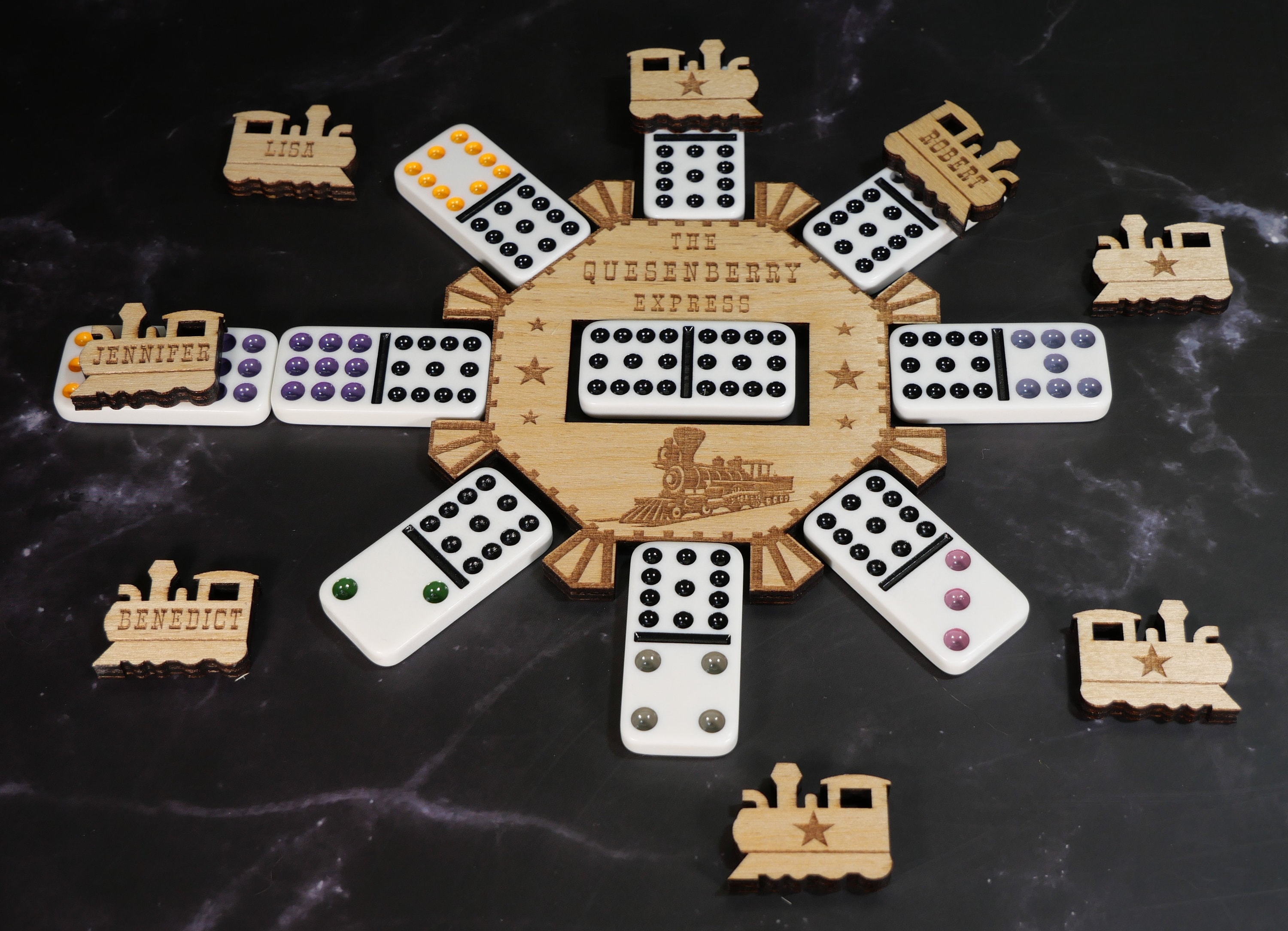 Mexican Train Domino Game Board and Tokens With Personalization - Etsy