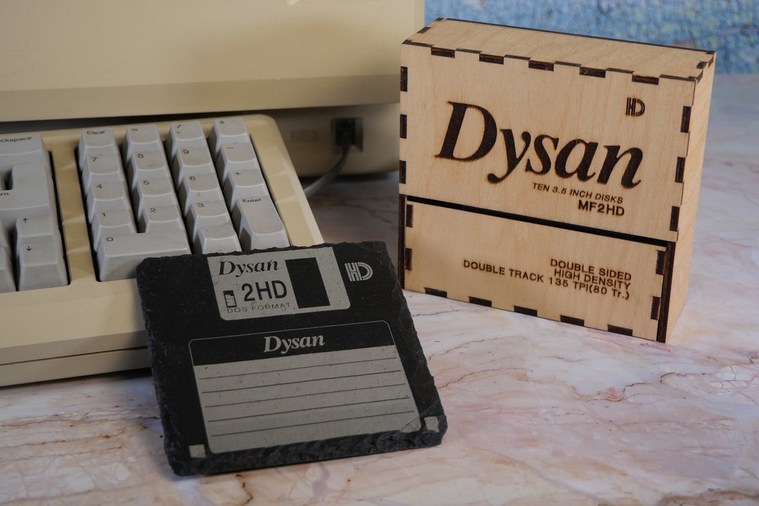 Slate Coaster Laser Engraved Retro Computer Dysan Floppy Disc Style ...