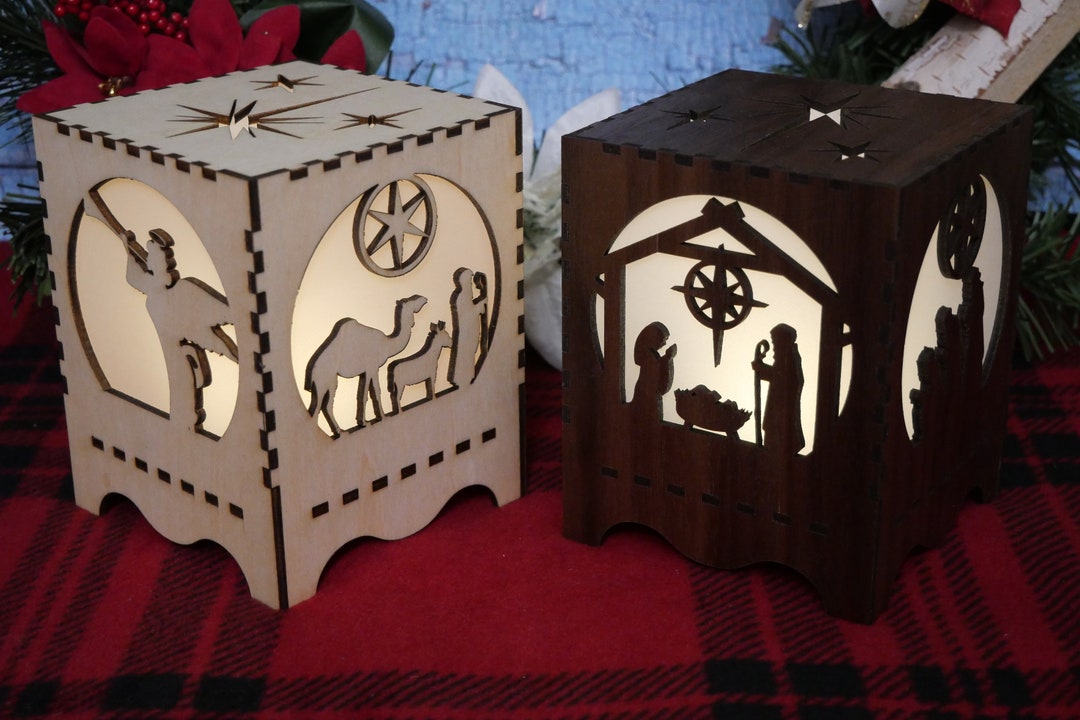 Christmas Nativity Lantern Laser Cut Wooden Tea Light - Etsy