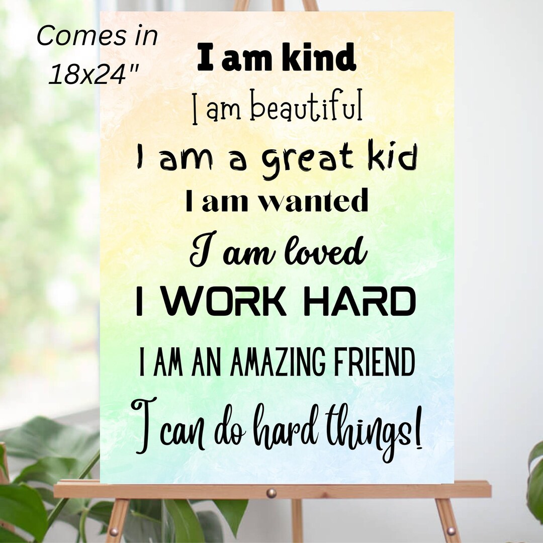 Kids Affirmations Sign: I Am Kind Printable Art (digital Download) - Etsy