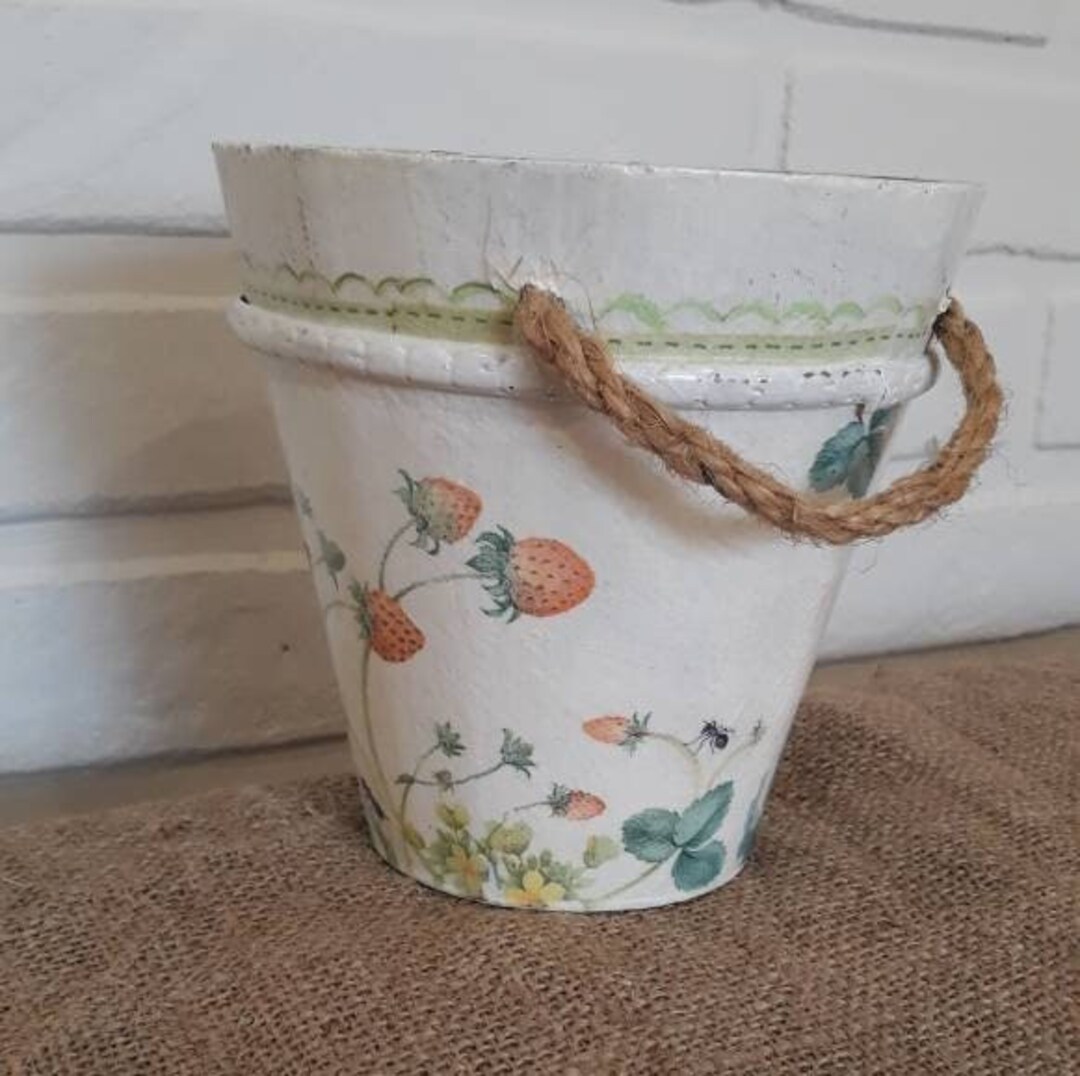 Wooden Cottage Pot country Pot Decorated Pail With Ants and - Etsy