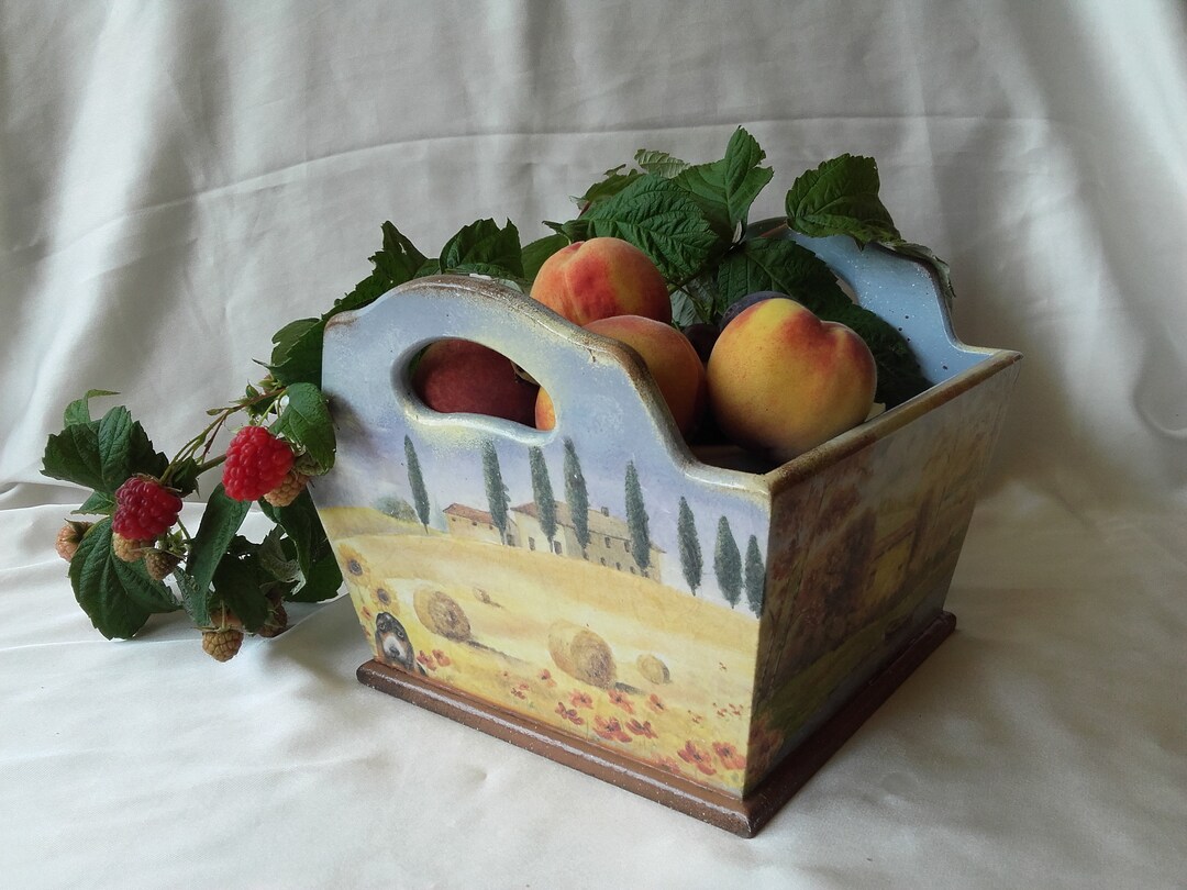 Colorful Fruits Basket, Wooden Decorative Bread Basket, Four Seasons ...