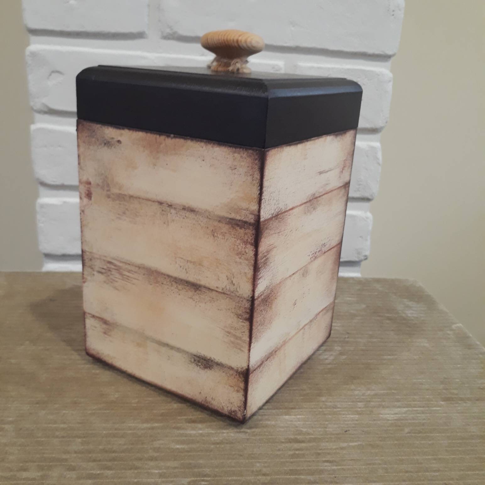 Vintage Style Wood Canister With Lid, Coffee Lover Sign, Coffee Bean ...