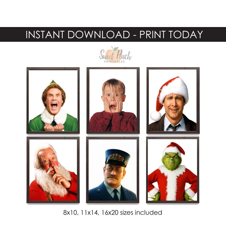 Christmas Movie Wall Art Decor Set of 6 Printable Posters Holiday ...