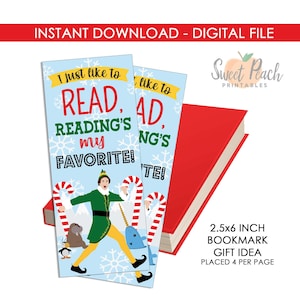 Buddy Elf Bookmark Printable Gift Idea Stocking Stuffer Holiday Movie ...