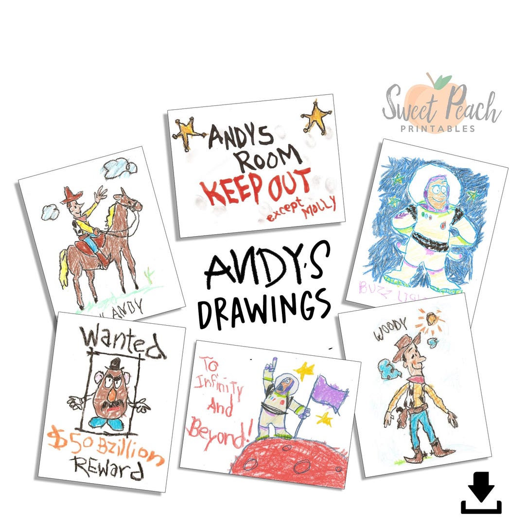Pixar Toy Story Posters Drawings, Andy's Drawings Printable Digital JPG ...