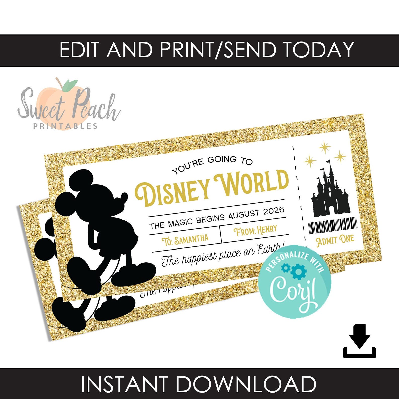 Gold Disneyworld Ticket Reveal Digital Surprise Going to Instant ...
