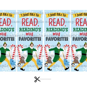 Buddy Elf Bookmark Printable Gift Idea Stocking Stuffer Holiday Movie ...