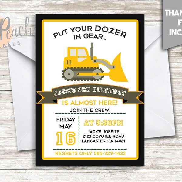 Bulldozer Birthday - Etsy