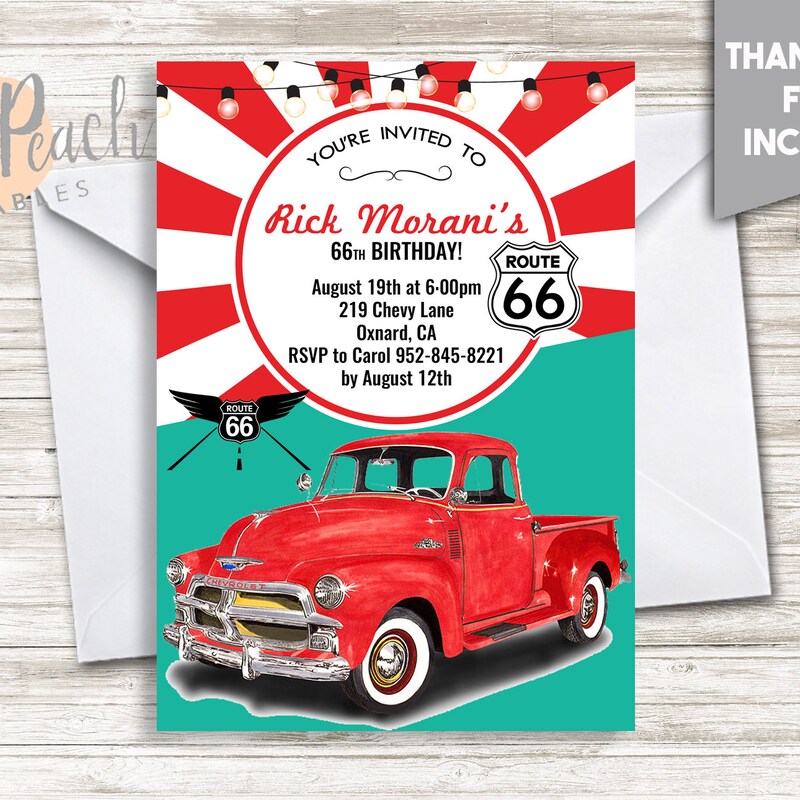 Route 66 Birthday Invitation - Etsy